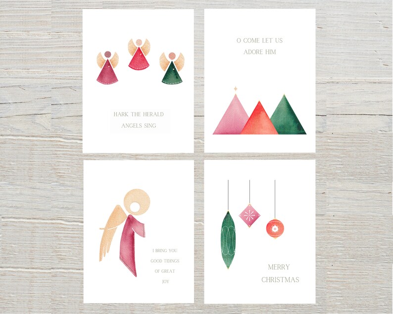 Christmas Greeting Card Set - Religious Holiday Cards With Angels ...