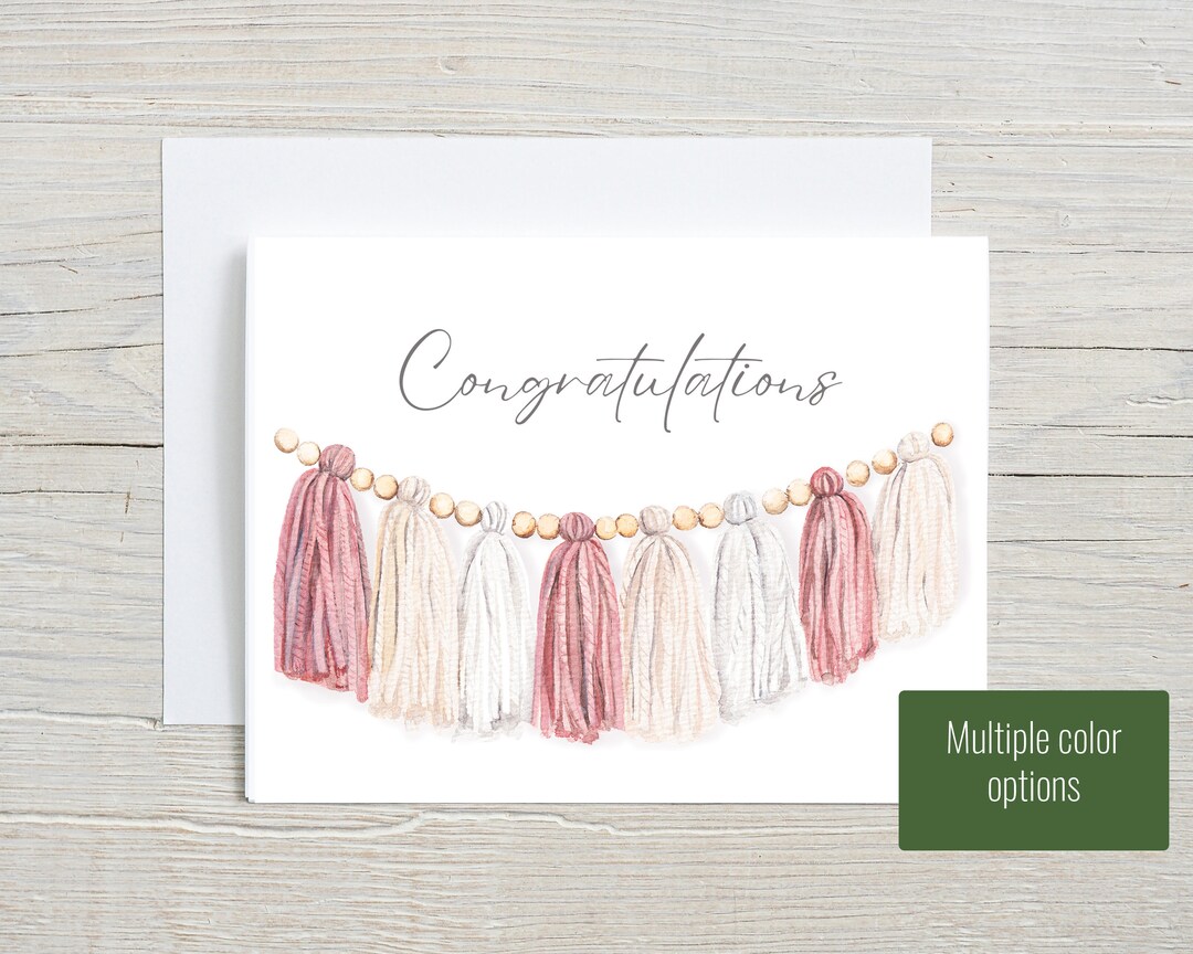 Congratulations Card, Baby Shower Card, Boho Watercolor Stationary ...