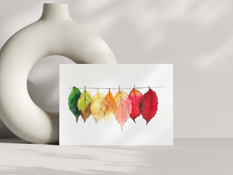 Fall Leaves Note Card Autumn Watercolor Stationary Set - Etsy