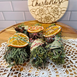 Yule Tide Cedar, Juniper, Orange, Basil, Smudge Stick - Etsy