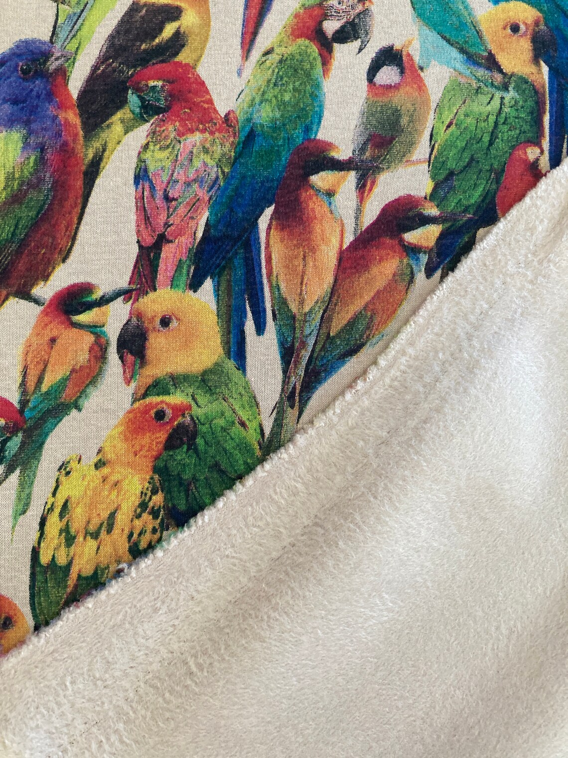 Alpine fleece tropical birds ecru parrot bird | Etsy