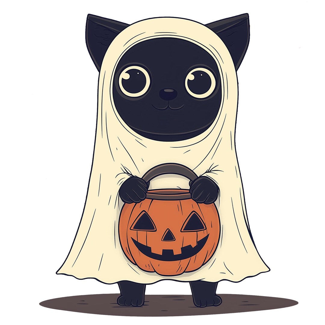 Cute Halloween Cat Clipart Instant Download for Sublimation Design ...