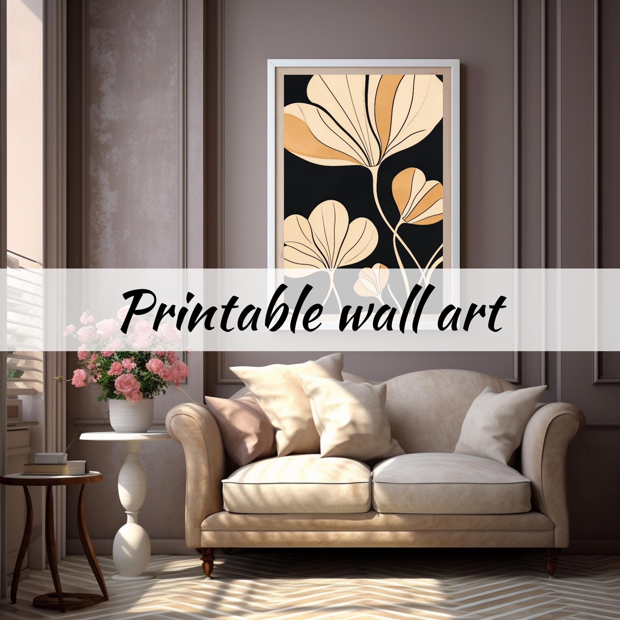 Elegant Floral Digital Art Wall Art Printable - Instant Download for ...