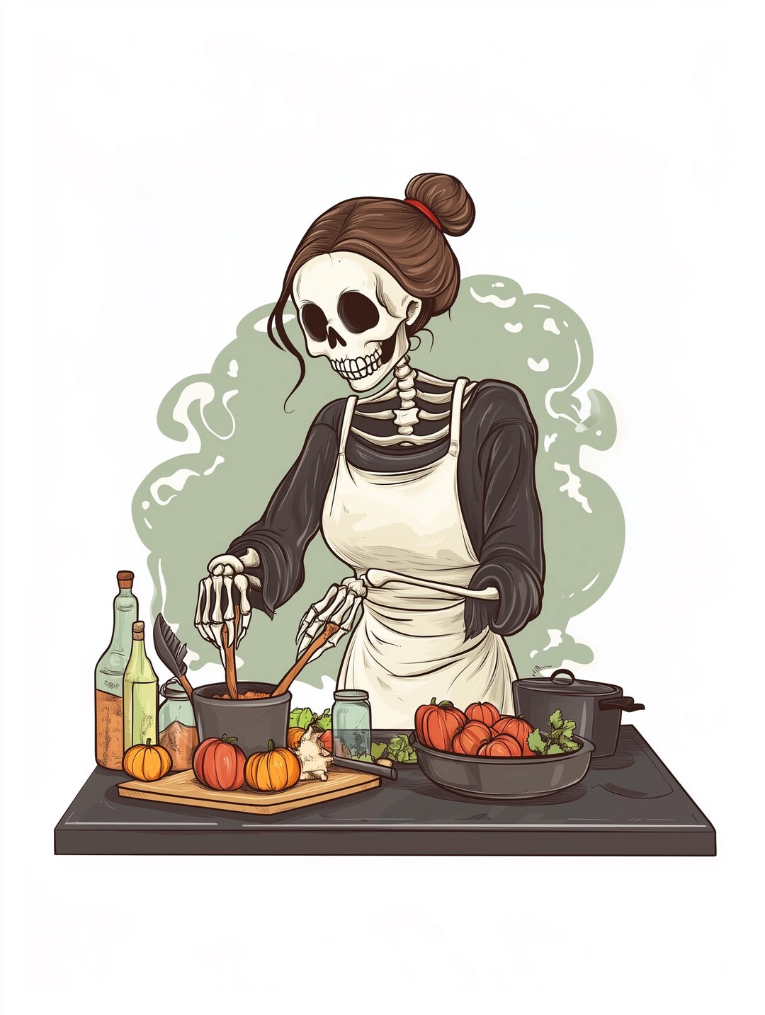 Skeleton Traditional Wife Chefs Clipart Bundle - Set of 5 Cooking ...
