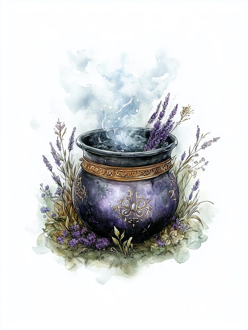 Watercolor Cauldron Clipart Bundle: Witchy PNG Images (digital Download ...