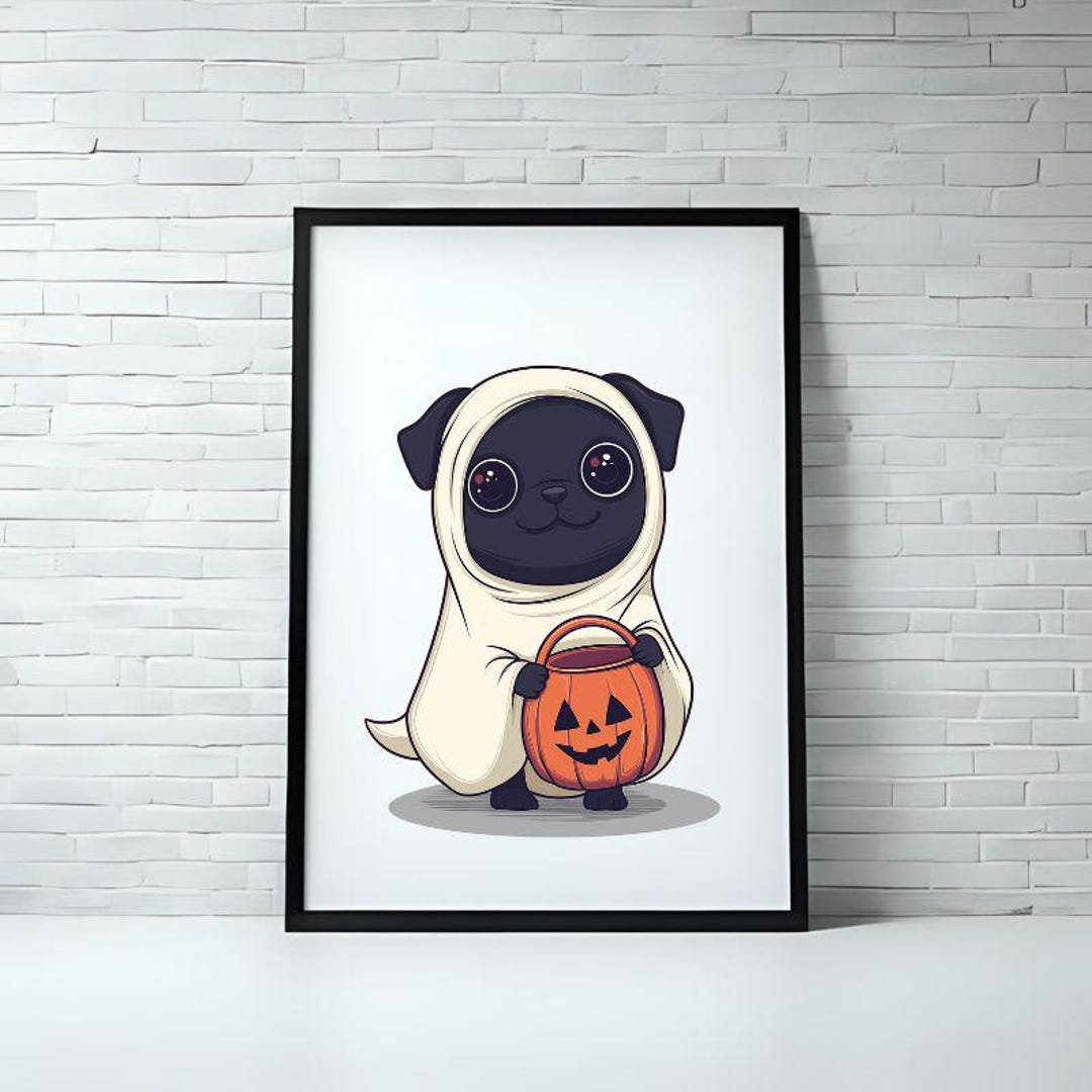 Cute Halloween Pug Clipart Instant Download Sublimation Design for ...