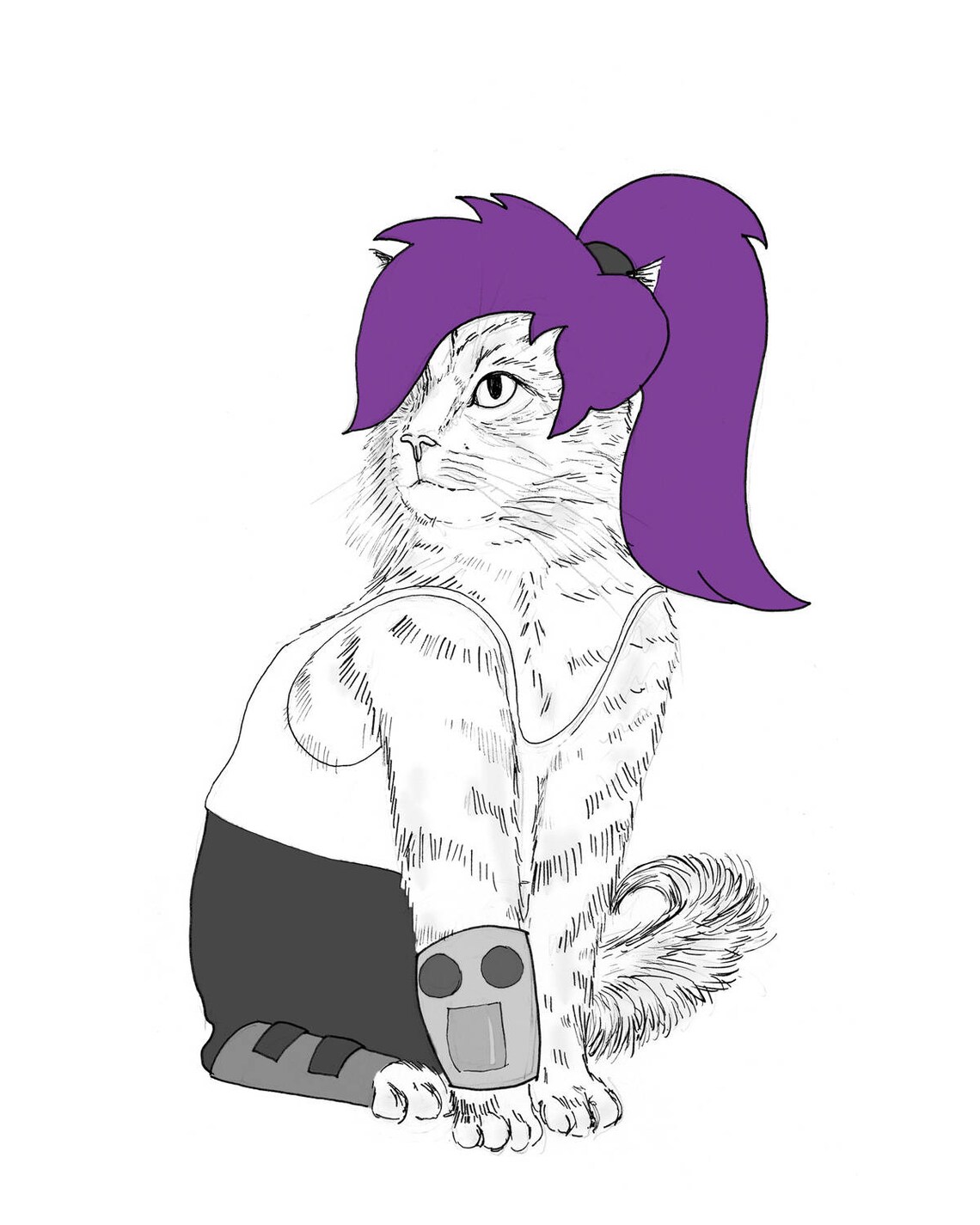 Futurama Leela as a cat fan parody wall art Turanga Leela | Etsy