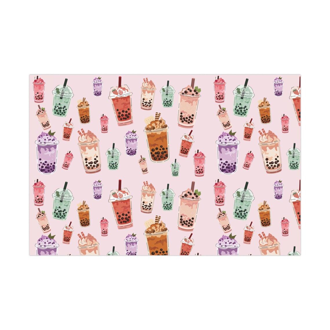 Boba Wrapping Paper, Holiday Gift Wrap, Christmas Wrapping Paper, Boba ...
