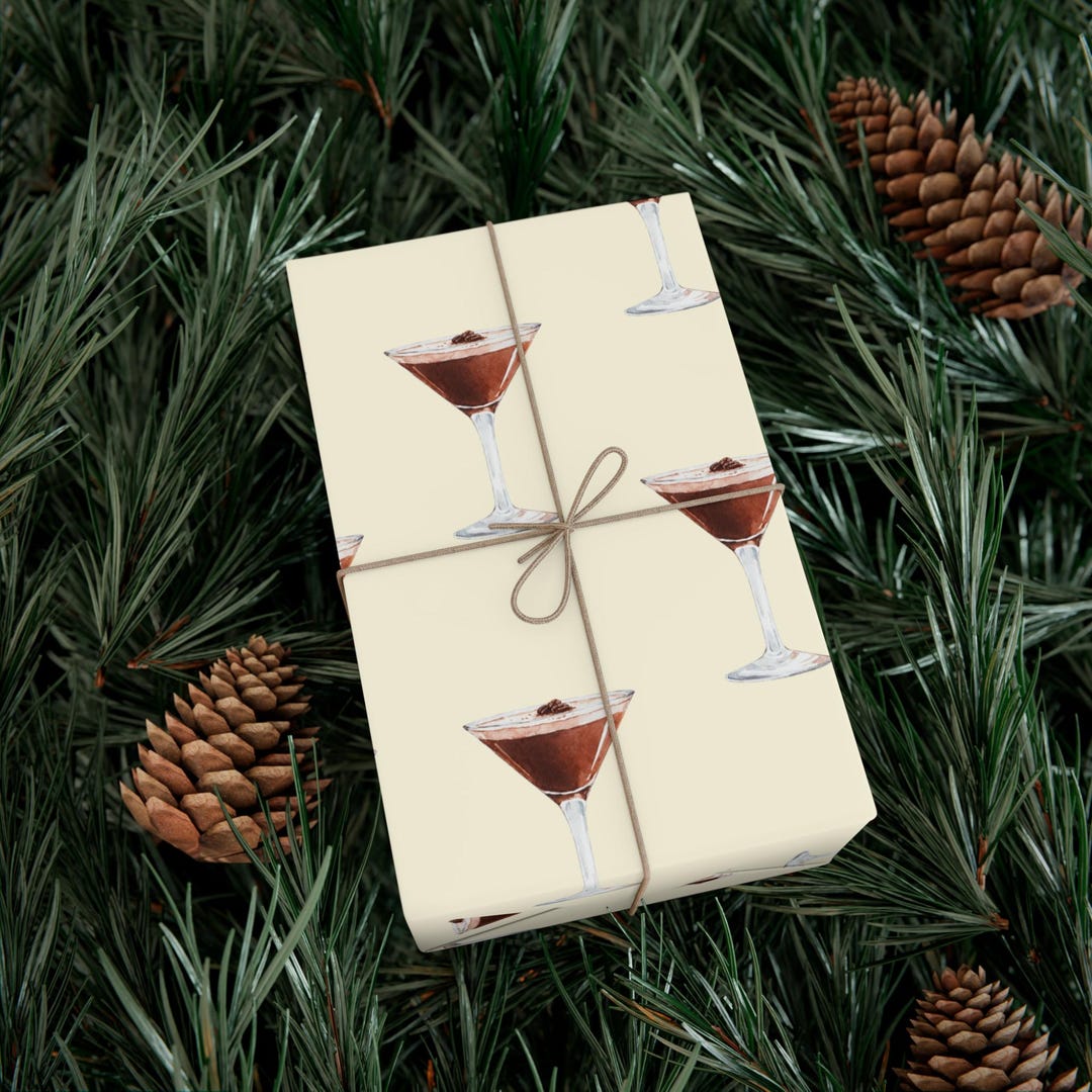 Espresso Martini Wrapping Paper, Vintage Christmas, Holiday Gift Wrap ...