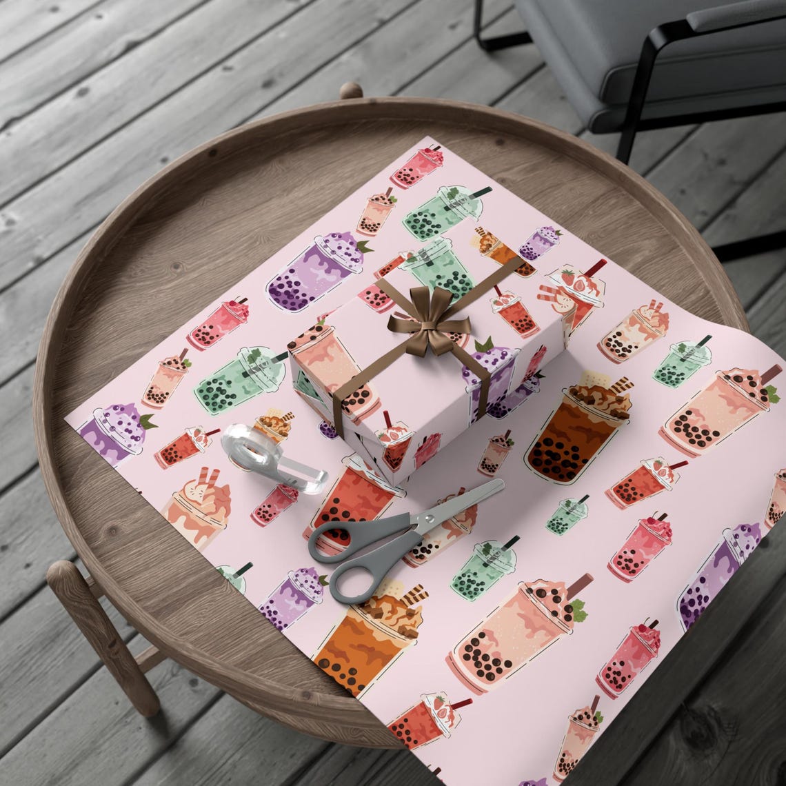 Boba Wrapping Paper, Holiday Gift Wrap, Christmas Wrapping Paper, Boba ...