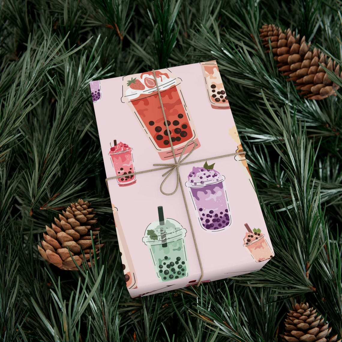 Boba Wrapping Paper, Holiday Gift Wrap, Christmas Wrapping Paper, Boba ...