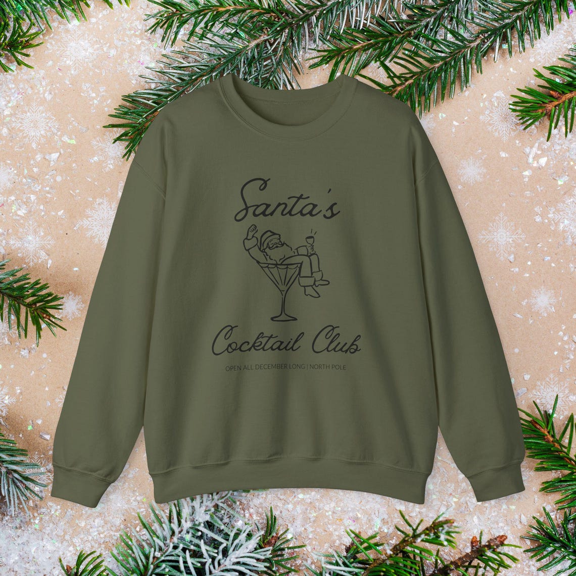Santa's Cocktail Club, Christmas Sweater, Holiday Sweater, Ugly Sweater ...