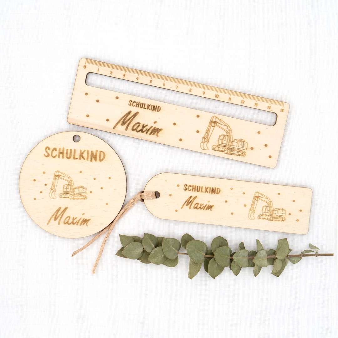 Personalized Reading Aid With Ruler Bookmark Pendant Set Wooden School ...
