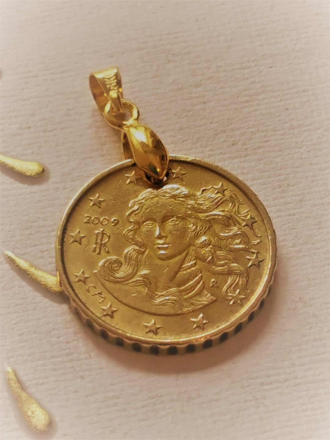 Italy 2009 "venus" Coin Pendant Genuine 10 Eurocent Coin.the Birth of ...