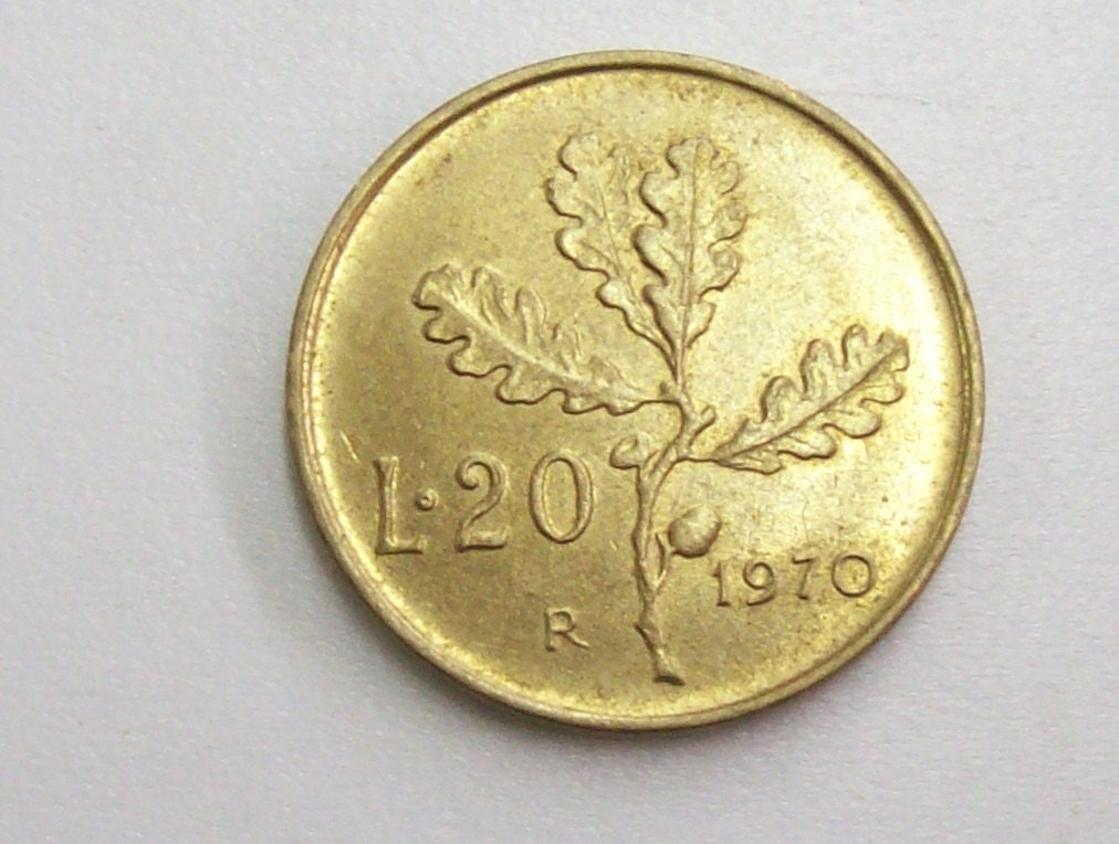 Vintage Italy 1970. Lire 20 Coin. Repubblica Italiana. Oak - Etsy