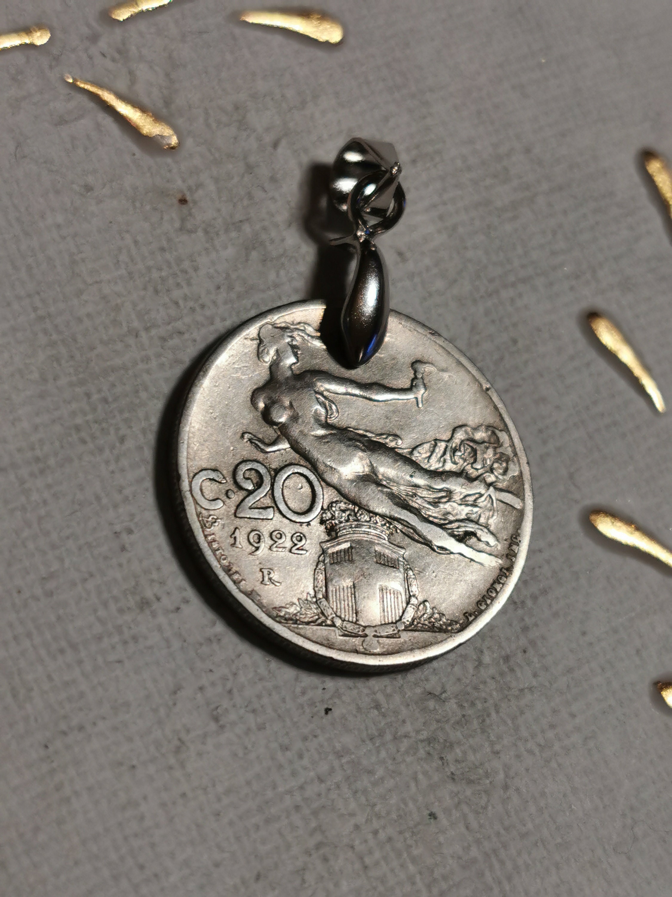 Vintage Italy 1922 Antique 20 Cent Coin Pendant.kingdom of Italy ...