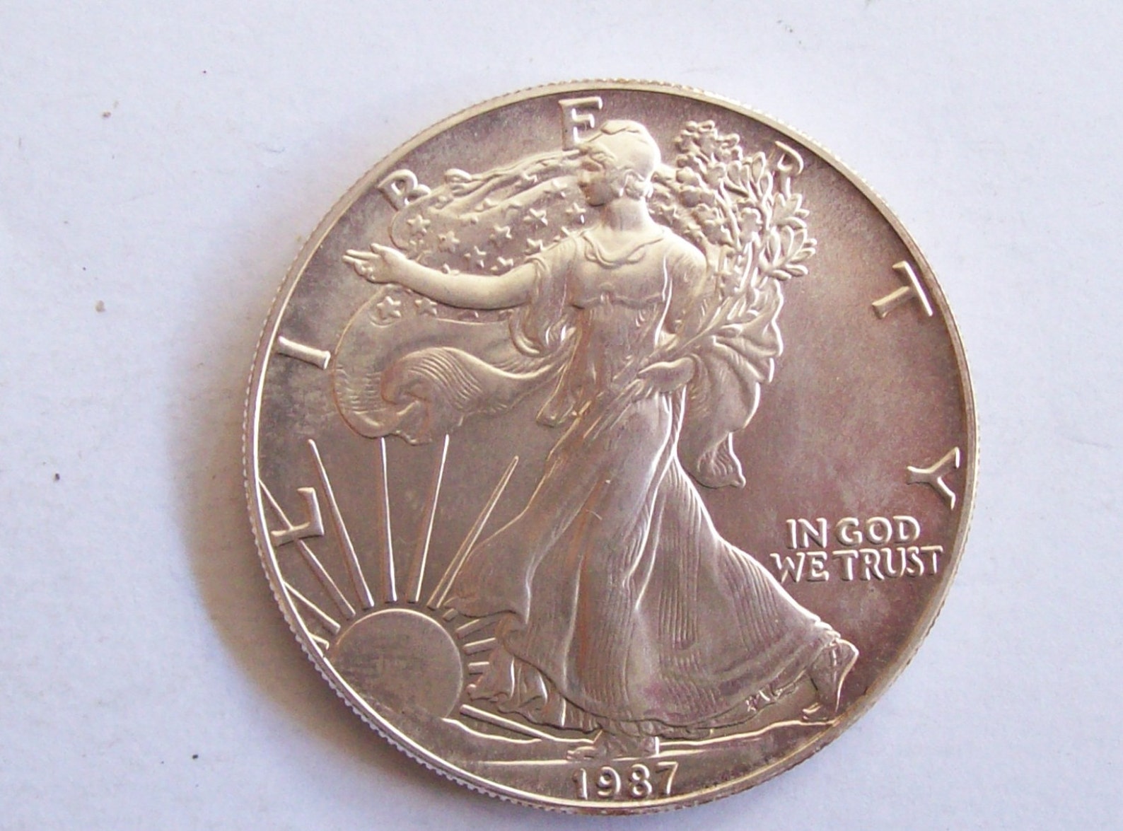 1987 U.S. Silver Dollar. 1 Oz Liberty Eagle Not Circulated Beautiful ...
