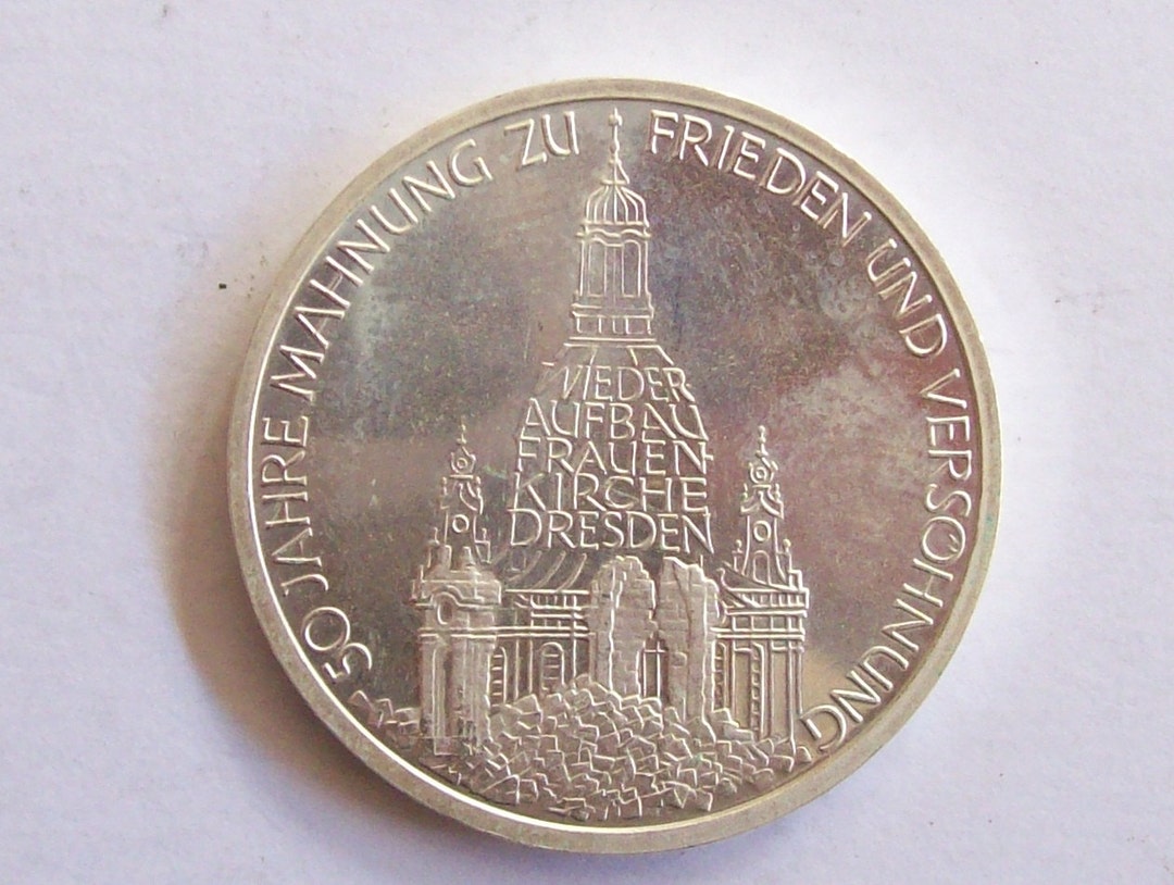 Vintage 1995 Germany 10 Mark Silver Coin.50 Jhare Reminder to Peace and ...