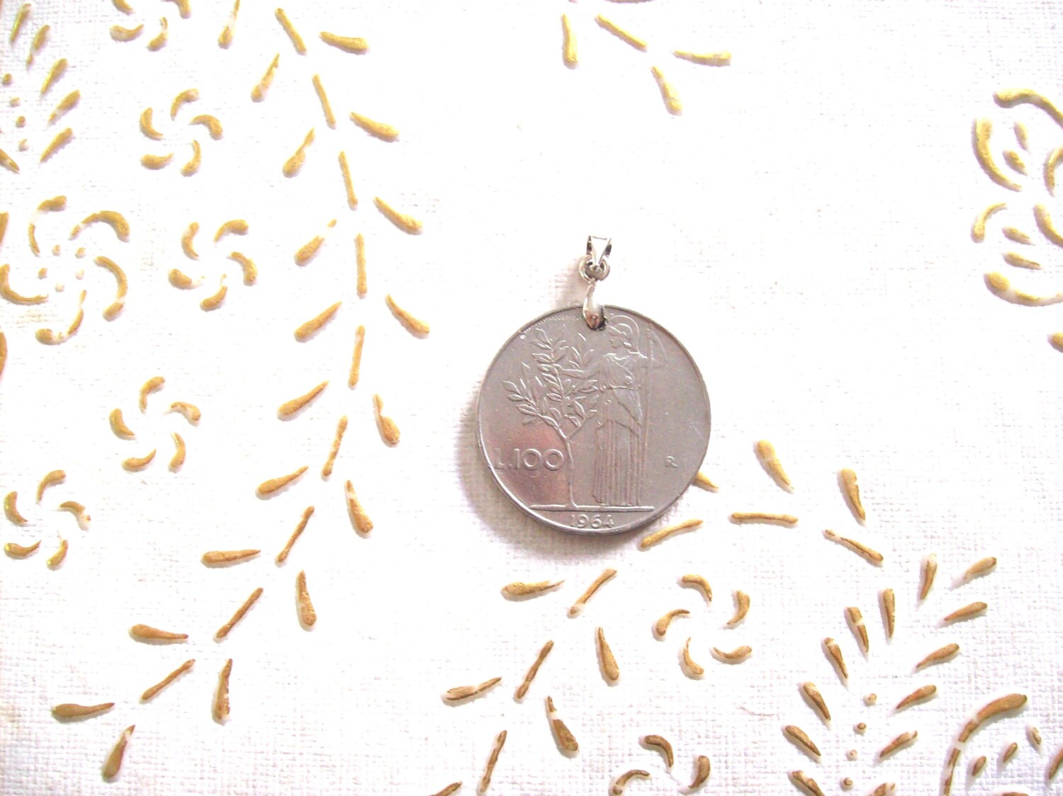Vintage 1964 Coin Pendant Italy Lire 100. Italian Republic 100 Lire ...