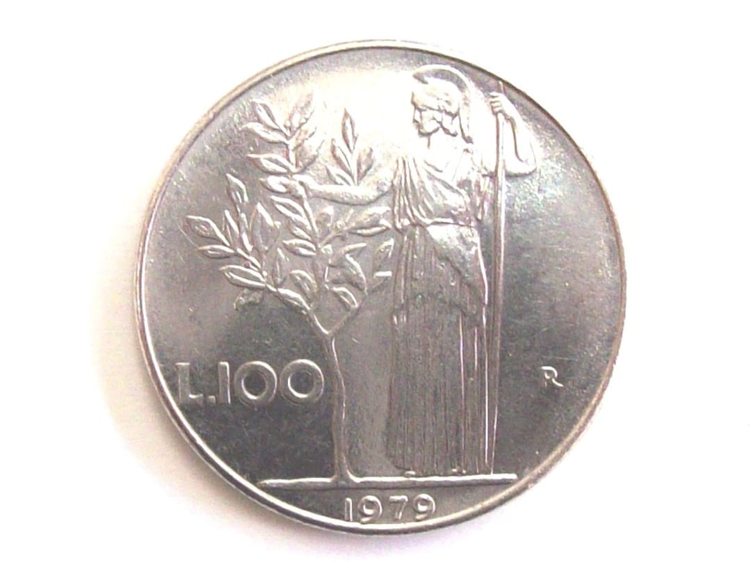 Vintage Italy 1979 Lire 100 Coin Italian Republic.bay Tree Minerva ...