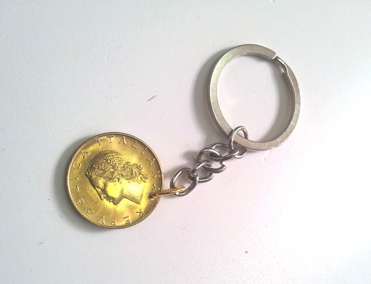 Vintage Italy 1982 Coin Keychain Silver Tone made from Genuine | Etsy