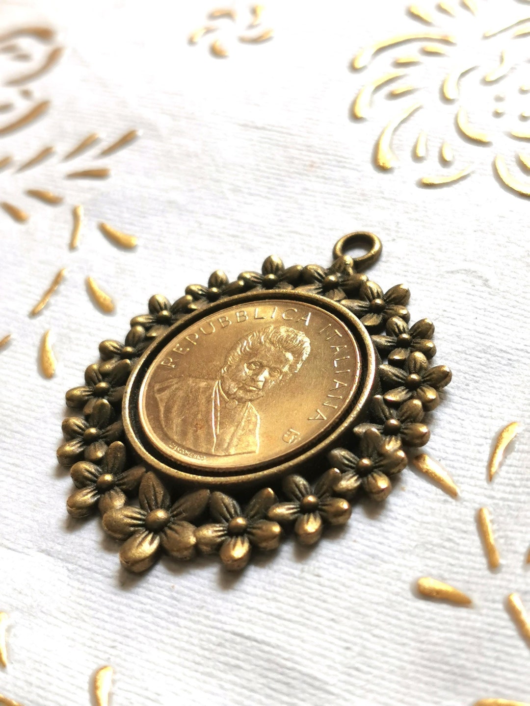 Italy“maria Montessori”1980 Coinpendant.hand Made Pendant.italy Coin ...