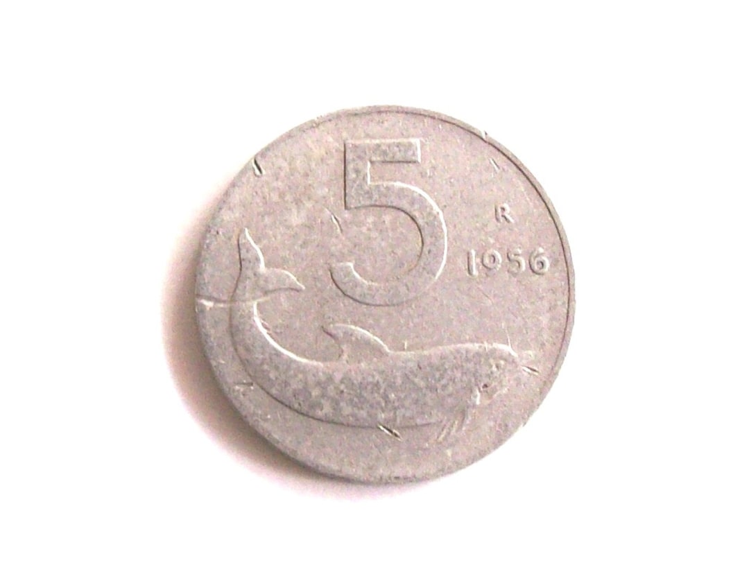 Vintage RARE Italy 1956 Lire 5 Coin.the Rarest Italian 5 Lire Coin ...