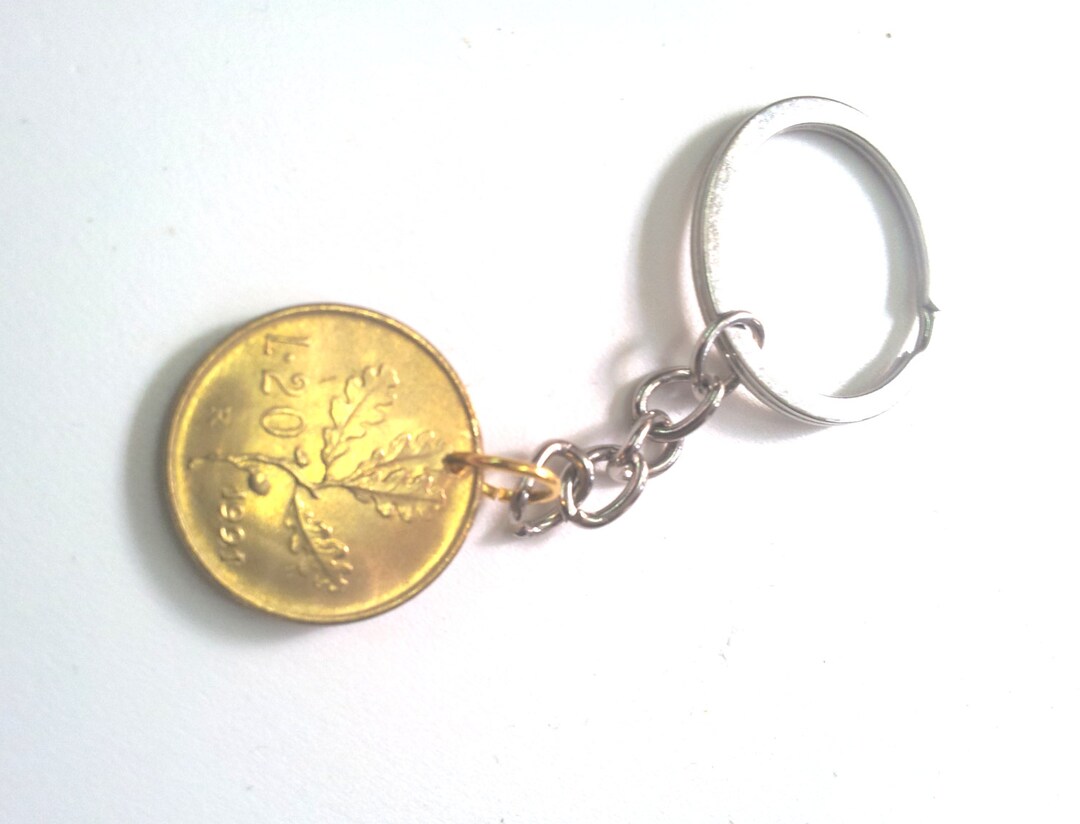 Vintage Italy 1991 Coin Keychain Silver Tone Made From Genuine 1991s 20 ...