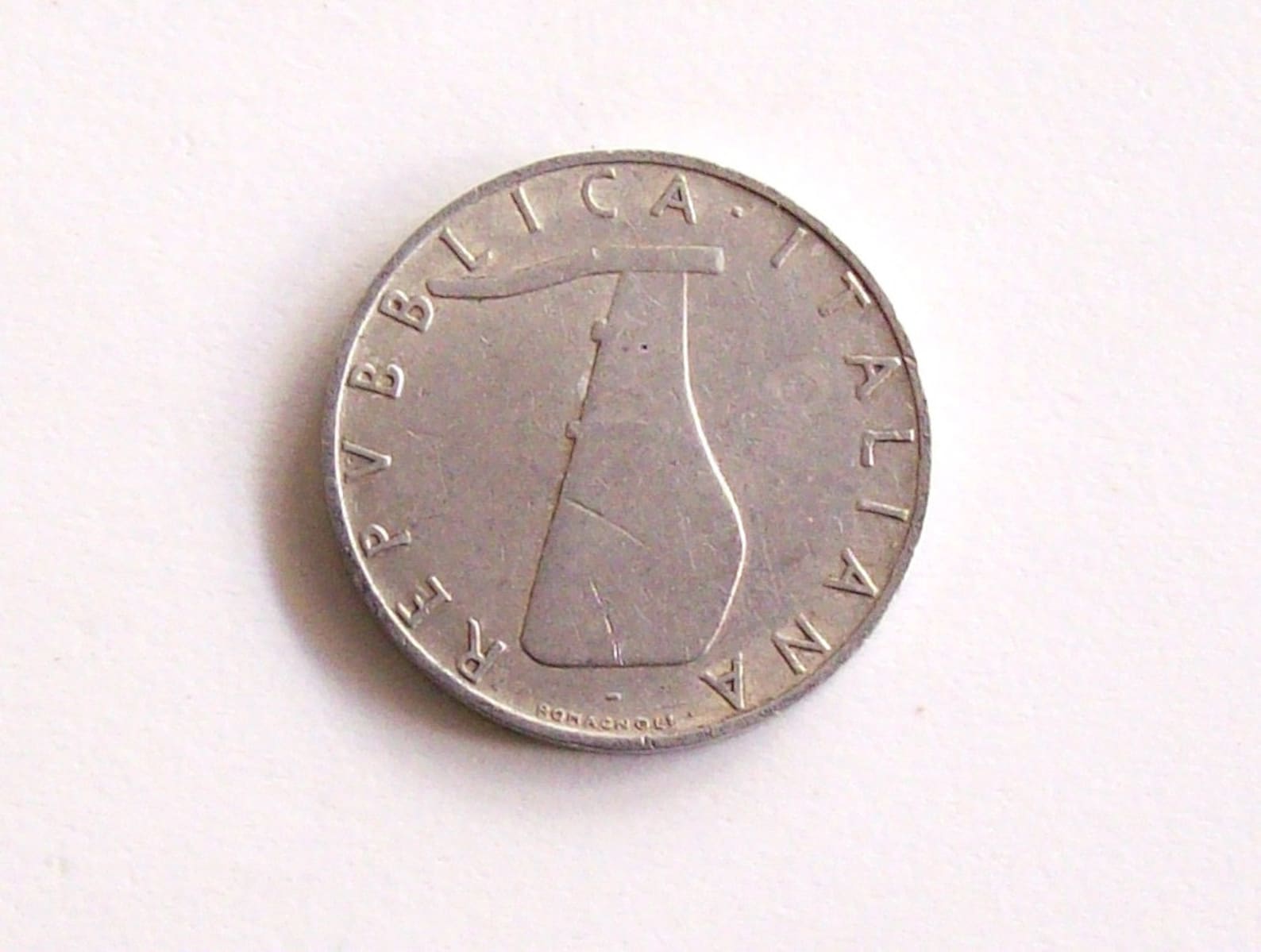 Vintage Italy 1955. Lire 5 Aluminum Coin. Italian Repubblic Dolphin ...