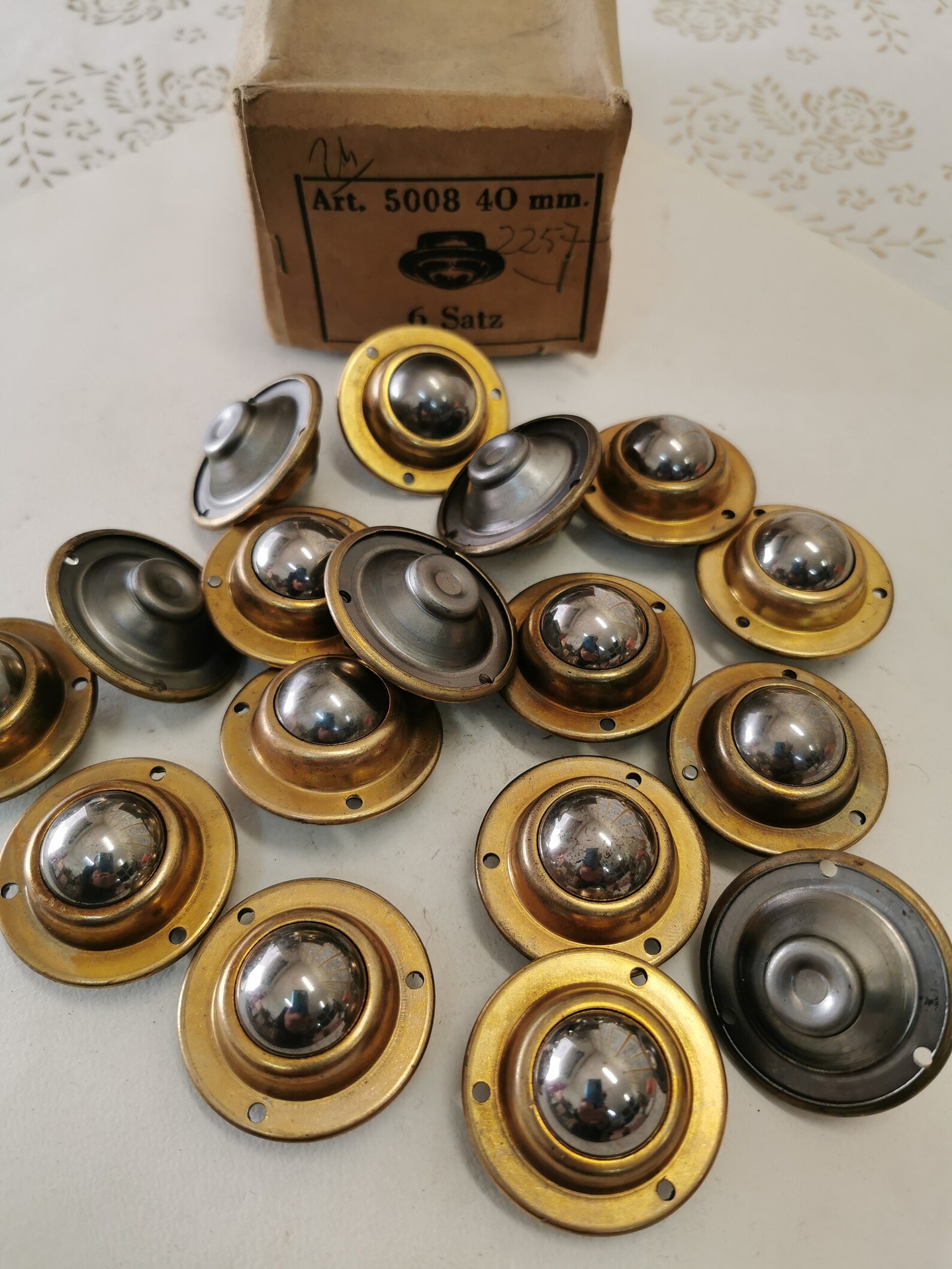 Vintage Italy Recessed Ball Wheels. "ox Eye" Mm 40(1,58"). Sliding in ...