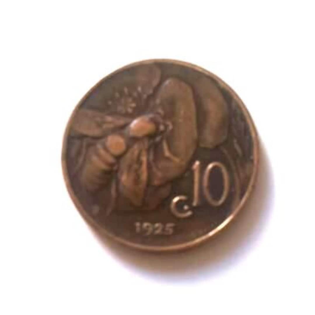 Vintage Italy 1925 10 Cents Bee, Ape, Copper Coin. Kingdom of Italy ...