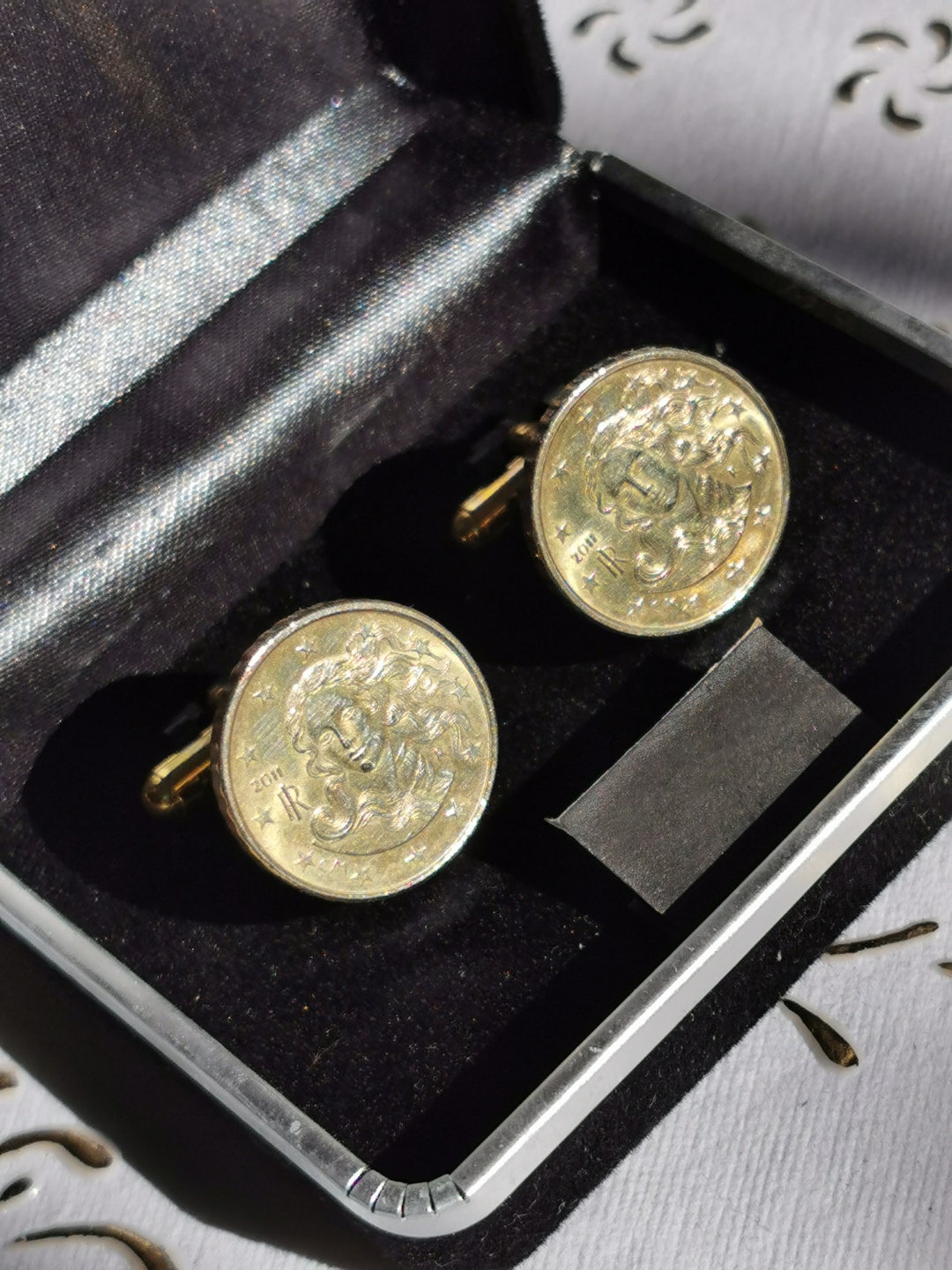 Italy 2011 venus Coin Cufflinks. 2 Genuine 2011 10 Eurocent Coin.the ...