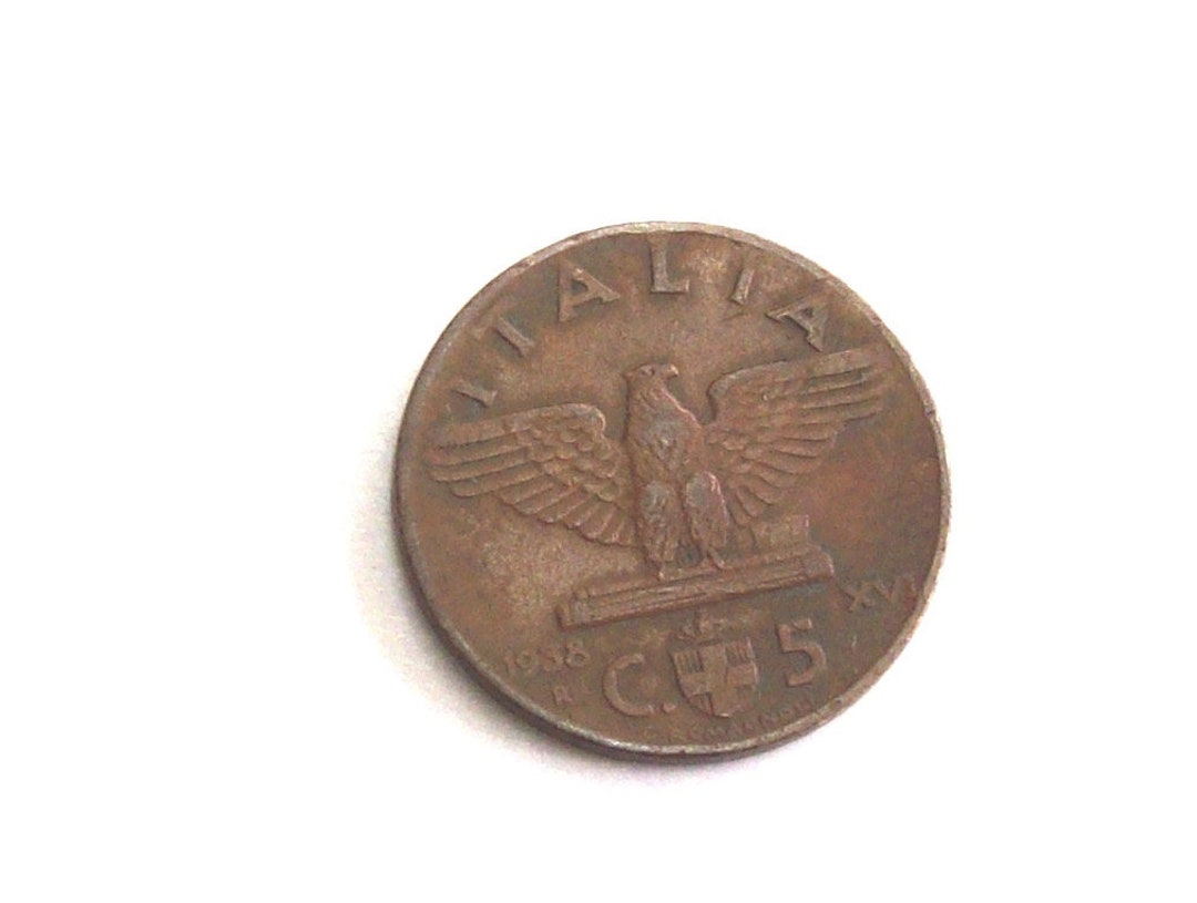 Vintage Italy 1938 5 Cents "eaglet" Copper Coin. Kingdom of Italy, King ...