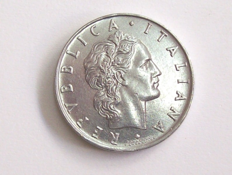 Vintage Italy 1971. Lire 50 Coin. Repubblica Italiana and Vulcano ...