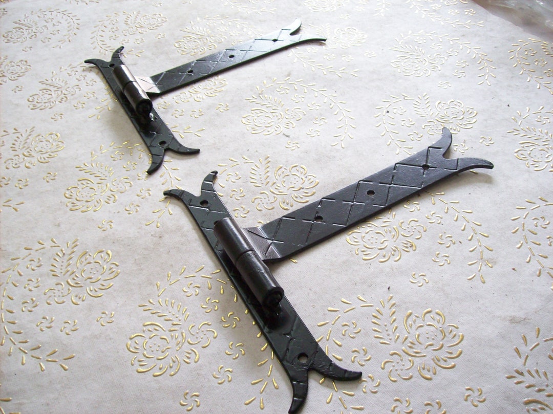 Italy Vintage Wrought Iron Hinges.black Colour.for Doors of Excellent ...