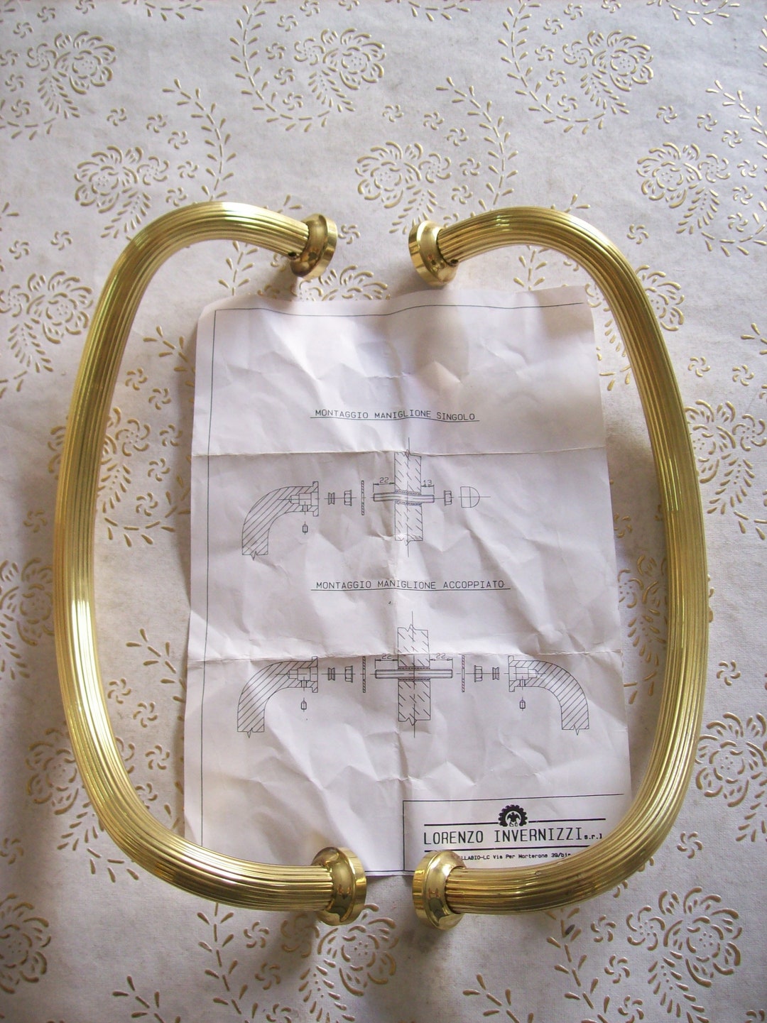 Vintage Italy Ancient Handle for Doors in Polished Brass of Very High ...