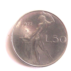 Vintage Italy 1977. Lire 50 Coin. Repubblica Italiana and Volcano.art ...