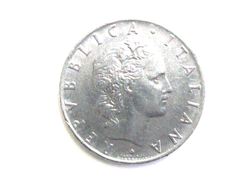 Vintage Italy 1963. Lire 50 Coin. Repubblica Italiana and Vulcano ...