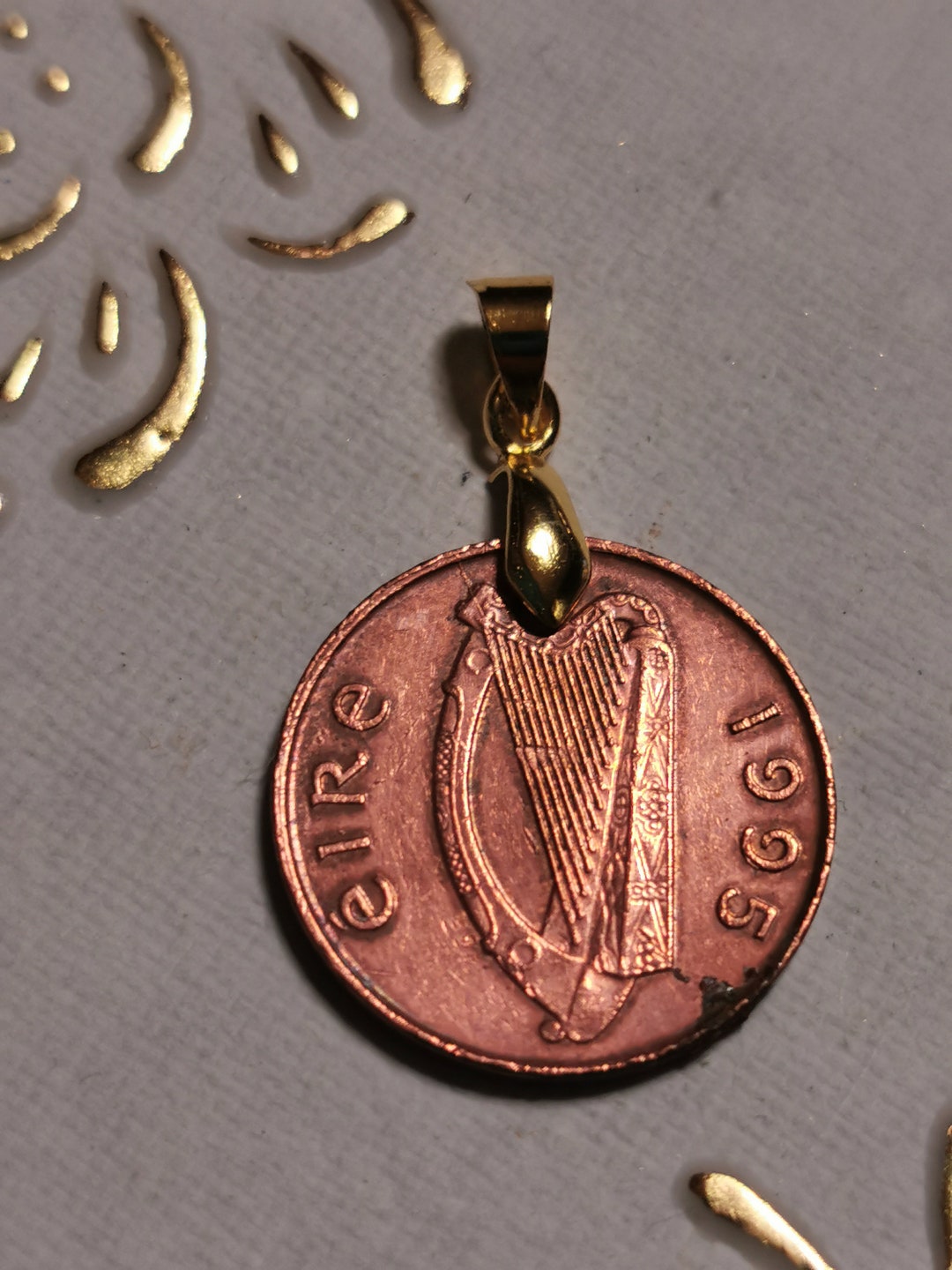 Vintage Ireland 1995 Coin Pendant 1 Pence Genuine Coin.celtic, Irish ...