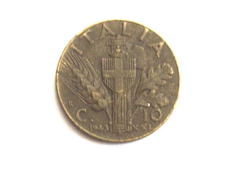 Vintage Italy 1943 Cents 10 Bronzital Coin.kingdom of Italy - Etsy