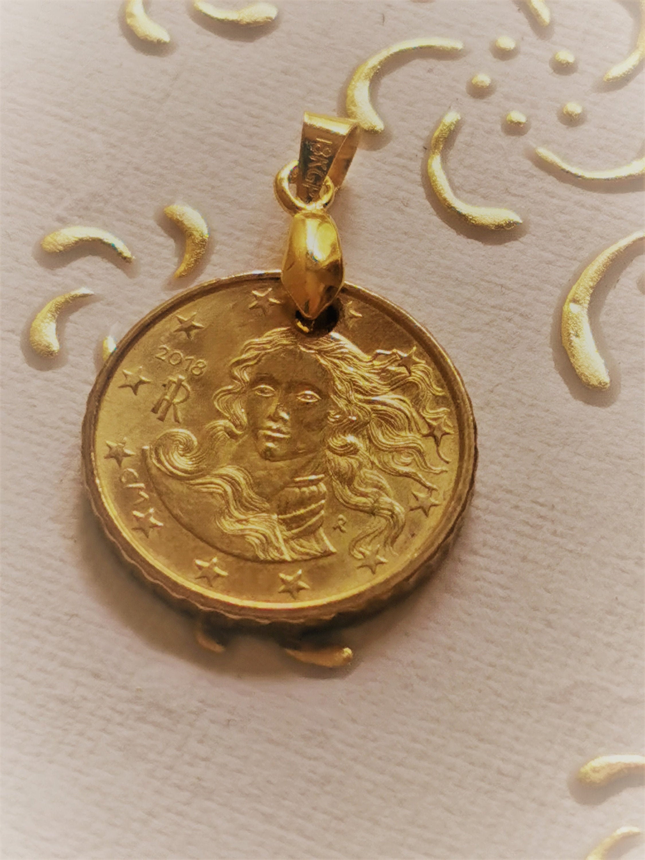 Italy 2018 "venus" Coin Pendant Genuine 10 Eurocent Coin.the Birth of ...