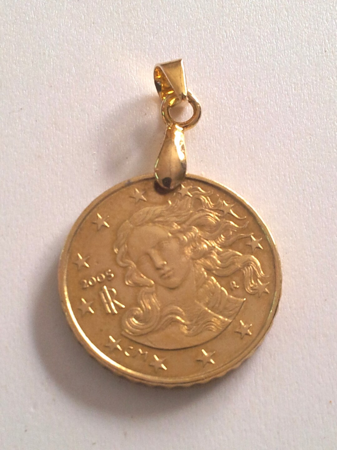 Italy 2005 "venus" Coin Pendant, Genuine 10 Eurocent Coin.the Birth of ...