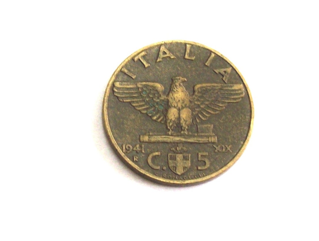 Vintage 1941 Italy 5 Cents "eaglet" Copper Coin. Kingdom of Italy, King ...