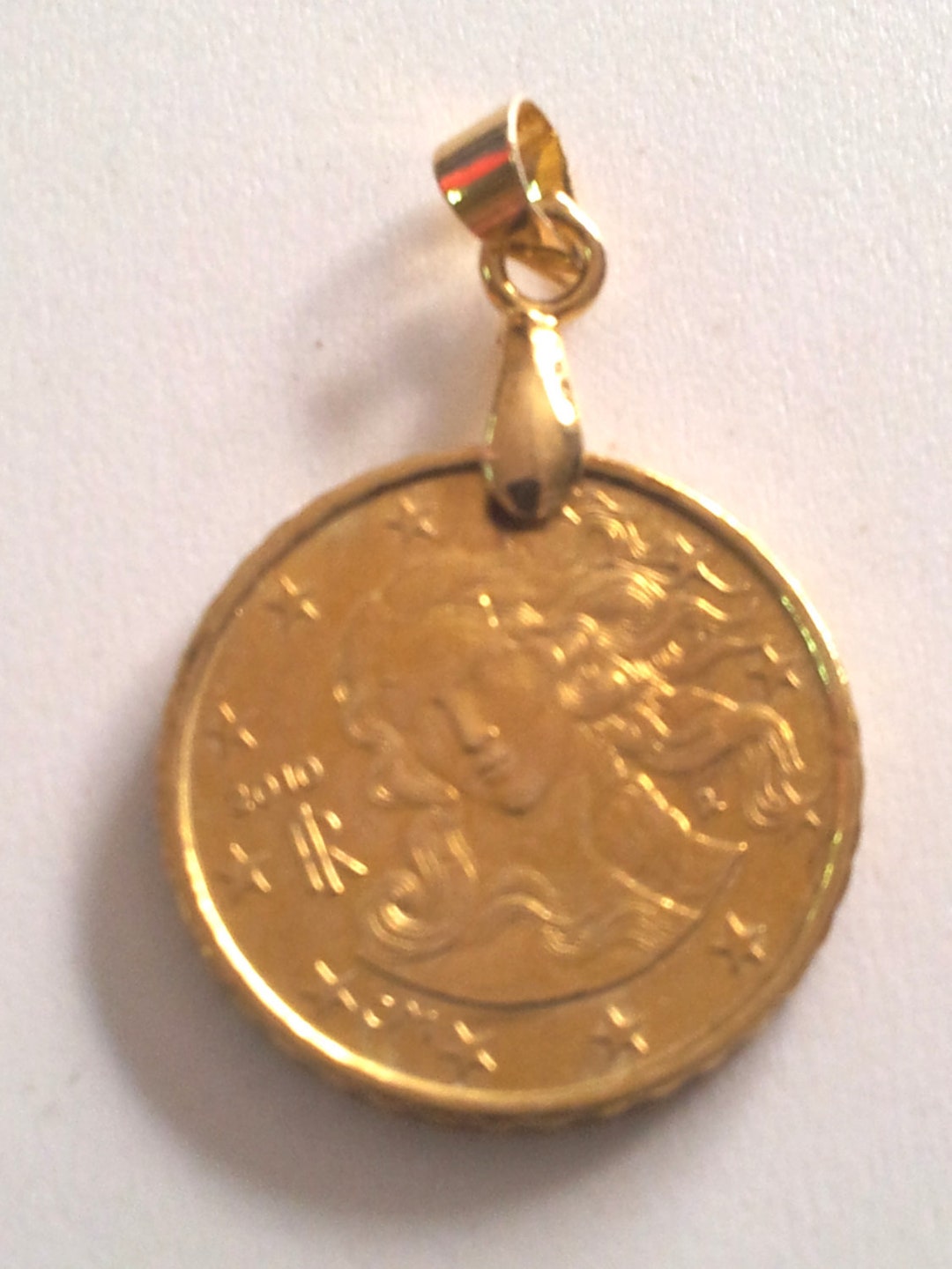 Italy 2010 "venus" Coin Pendant Genuine 10 Eurocent Coin.the Birth of ...