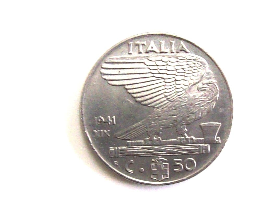 Vintage 1941 Antique Italy 50 Cents Coin.kingdom of Italy, Vittorio ...