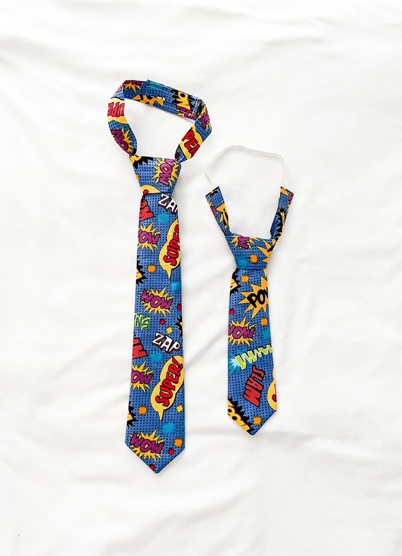 Superhero Comic Words Adjustable Infant/toddler Neck Tie or | Etsy