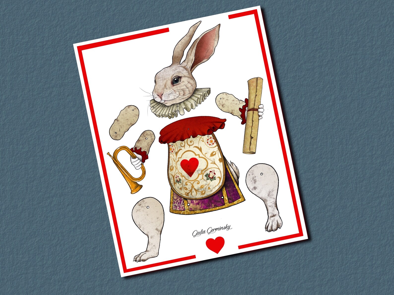Alice in Wonderland Rabbit Paper Doll, Printable Articulated Puppet ...