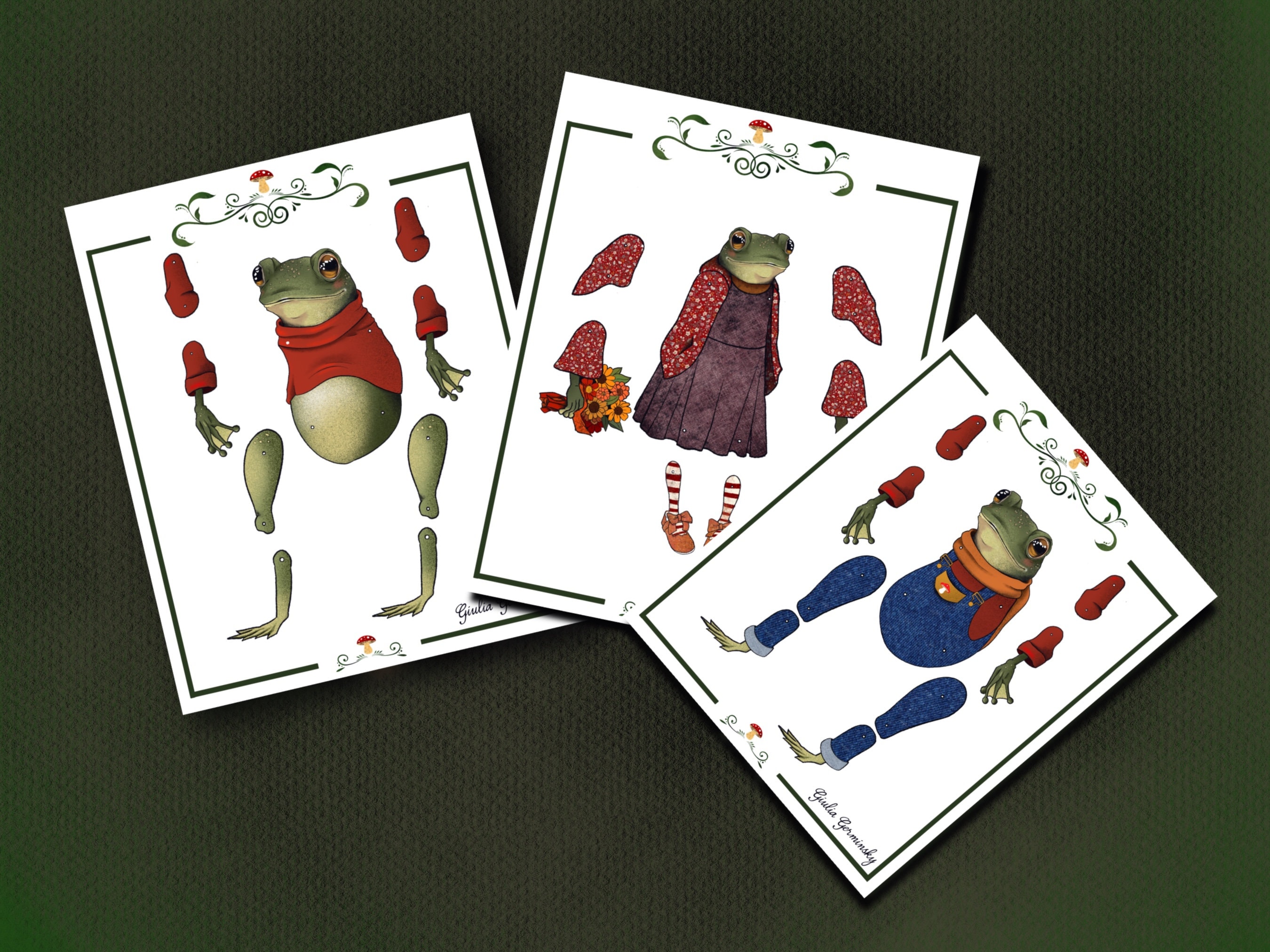 Articulated Printable Paper Frogs, Digital Download, Paper Dolls ...