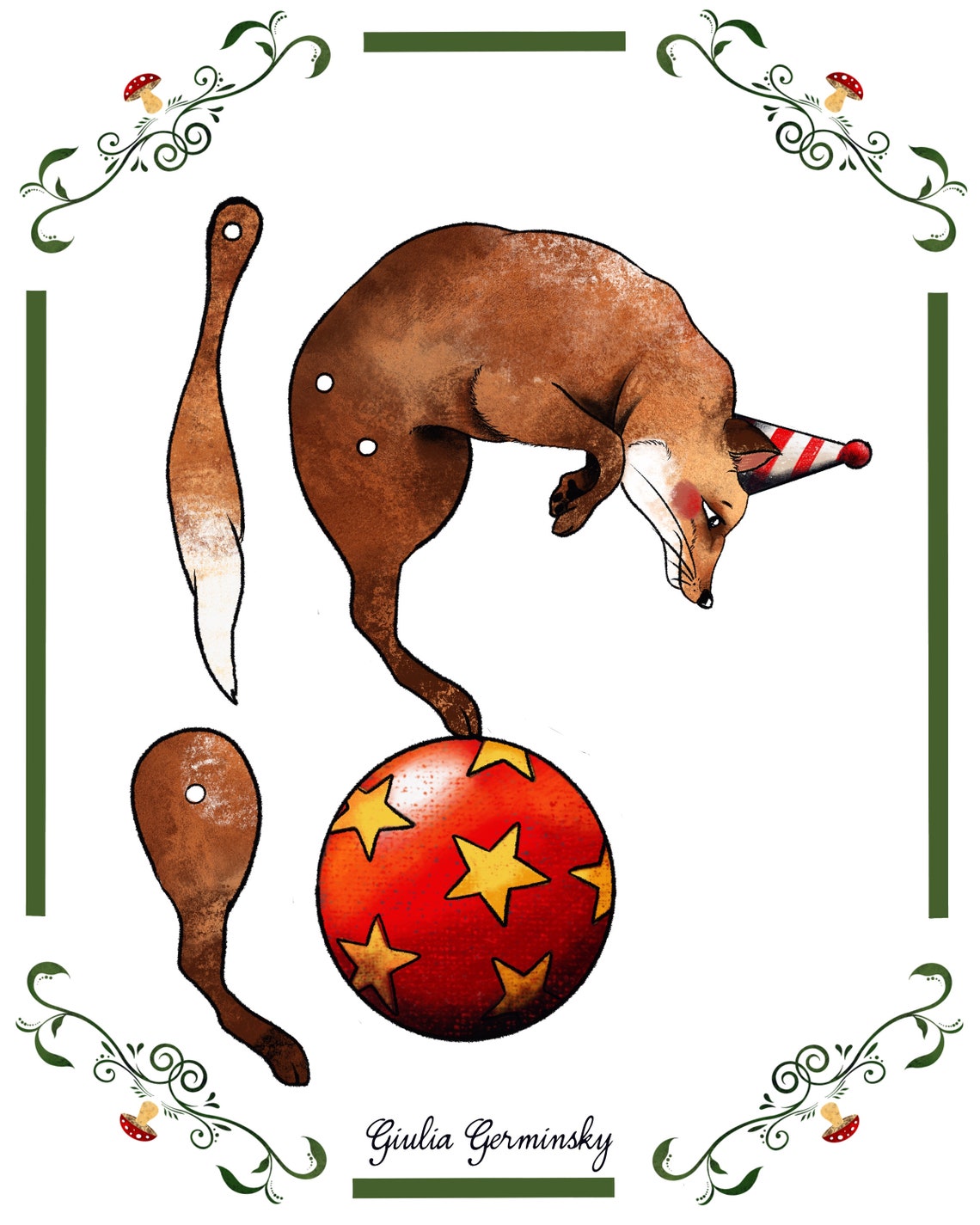 Printable Circus Fox Paper Doll, Articulated Puppet (digital Download ...