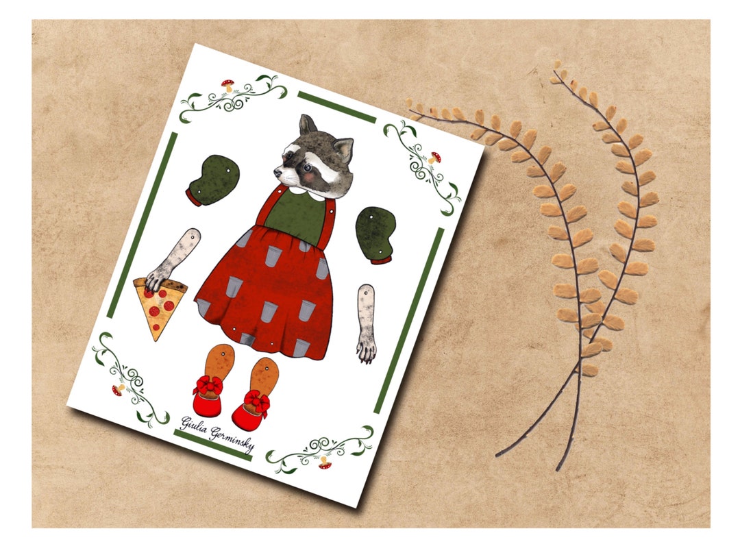 Articulated Printable Paper Raccoons, Digital Download, Paper Dolls ...